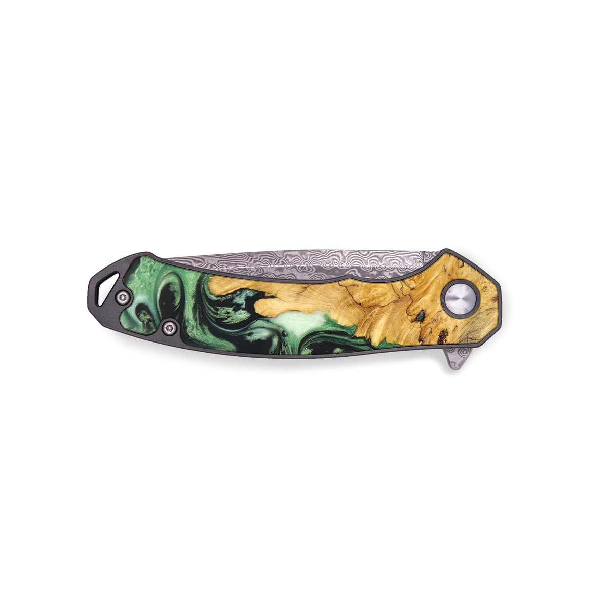 EDC Wood+Resin Pocket Knife - Cael (Green, 631868) – Carved Knives