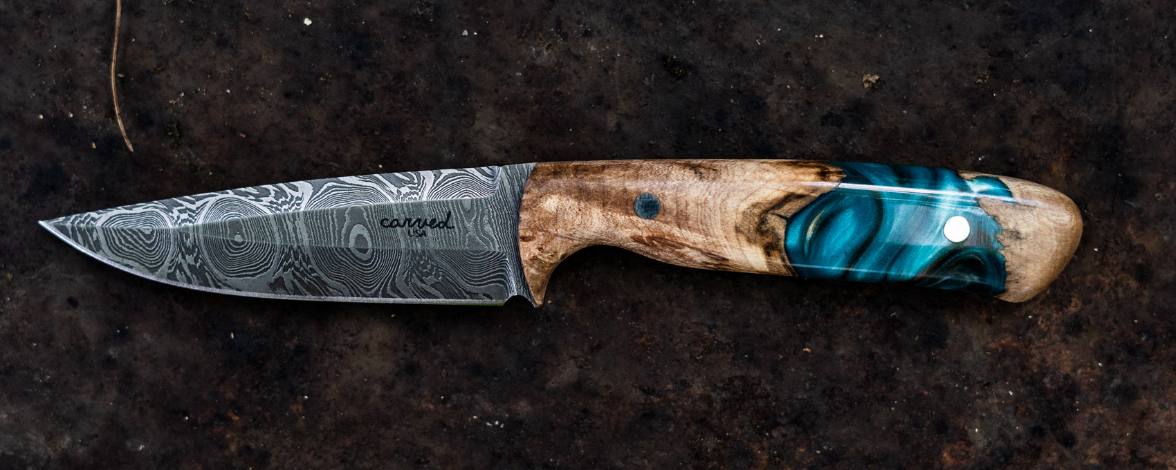 Damascus Steel 8" Field Knife - Fixed Blade, USA Made – Carved Knives