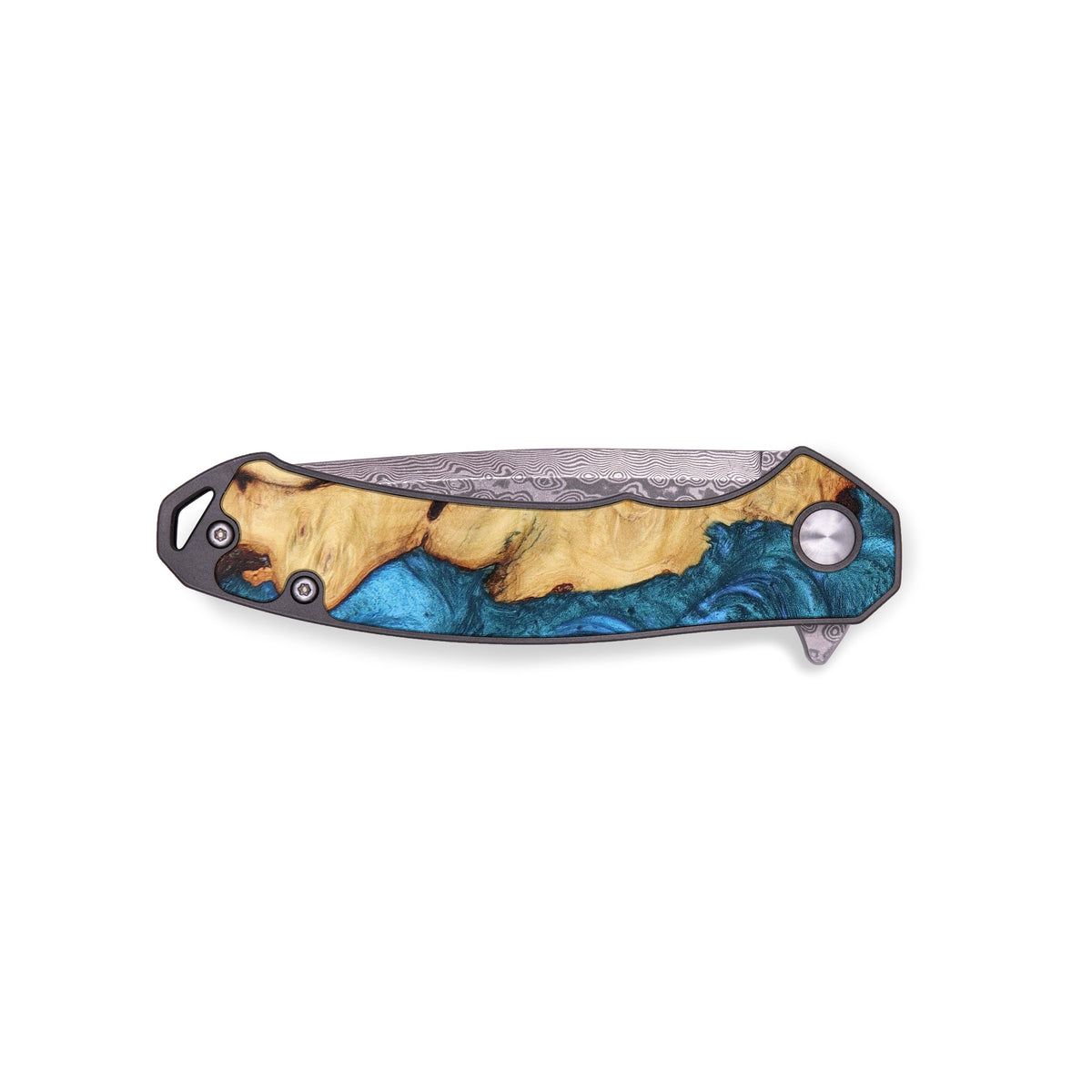 EDC Wood+Resin Pocket Knife - Cash (Blue, 615776) – Carved Knives