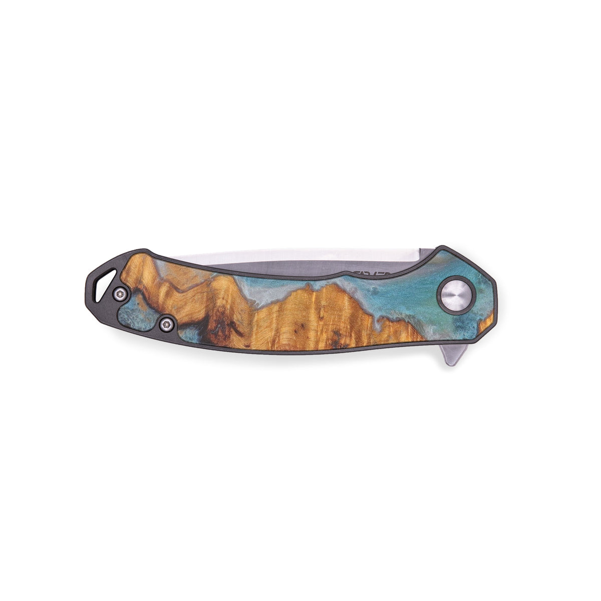 EDC Wood+Resin Pocket Knife - Romano (Teal & Gold, 449077) – Carved Knives