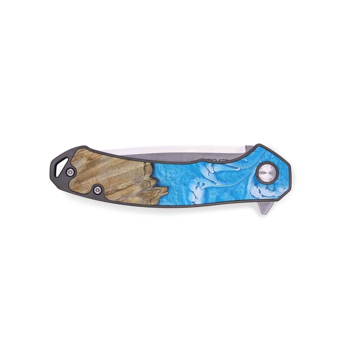 EDC Wood+Resin Pocket Knife - Sukey (Light Blue, 422754) – Carved Knives