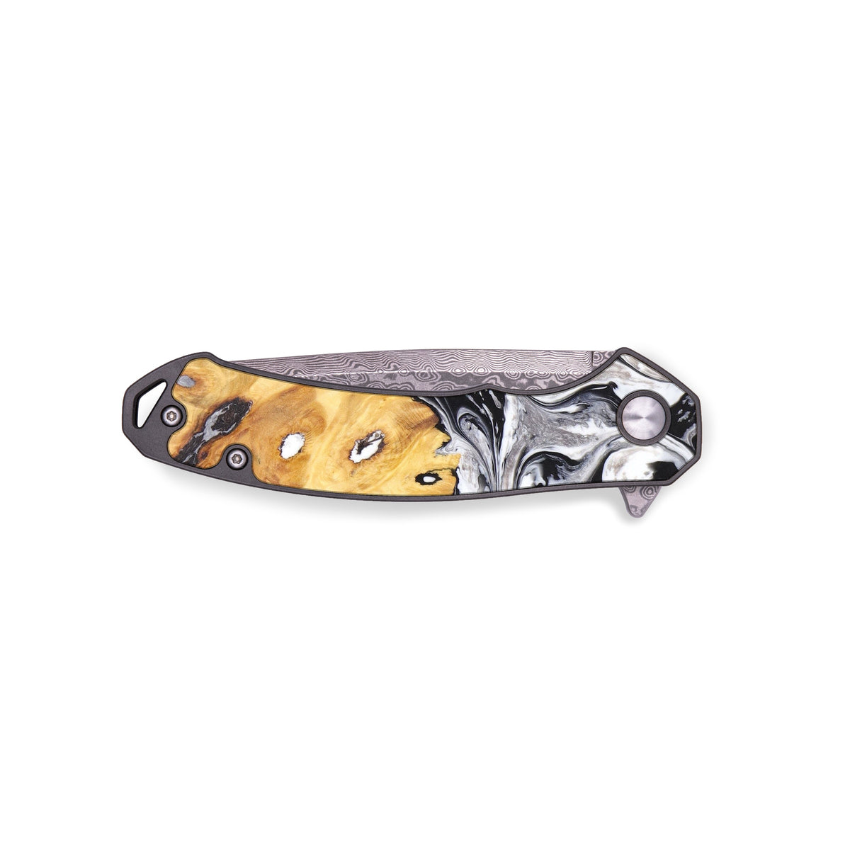 EDC Wood+Resin Pocket Knife - Demond (Black & White, 629541) – Carved ...