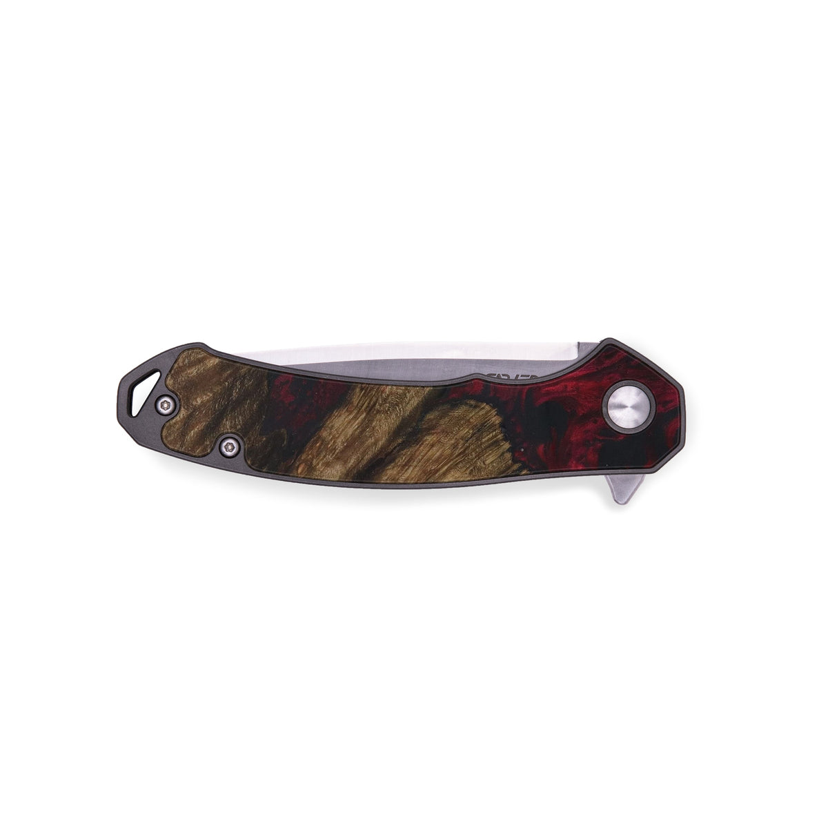 EDC Wood+Resin Pocket Knife - Mario (Dark Red, 596420) – Carved Knives