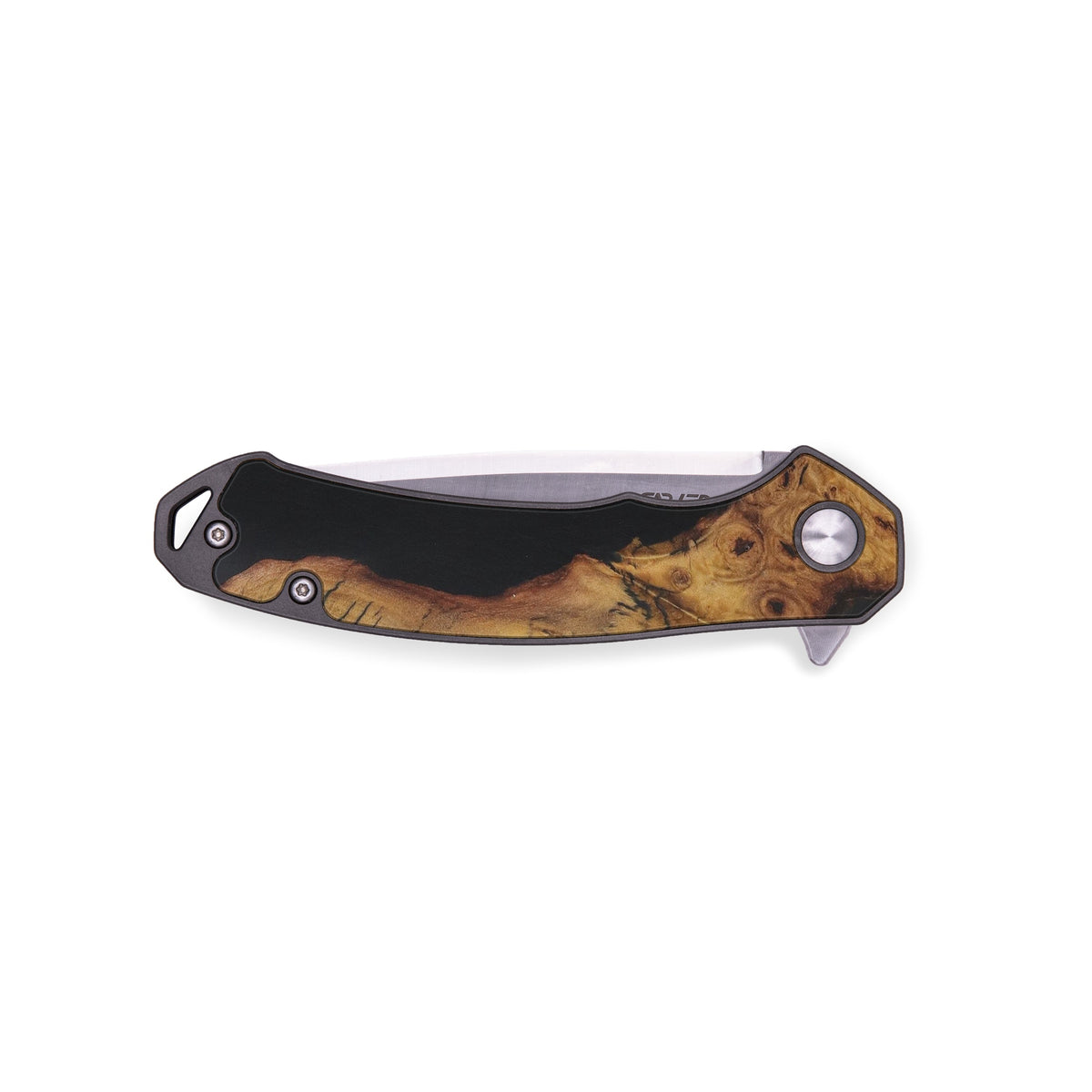 EDC Wood+Resin Pocket Knife - Etti (Pure Black, 468075) – Carved Knives