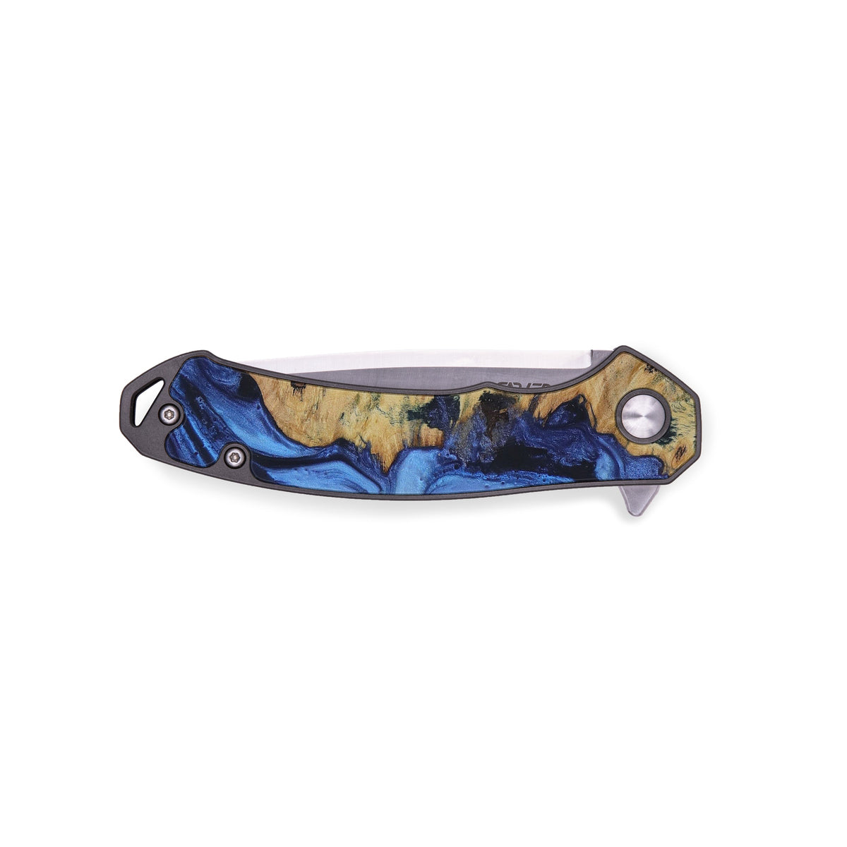 EDC Wood+Resin Pocket Knife - Kathi (Dark Blue, 427903) – Carved Knives