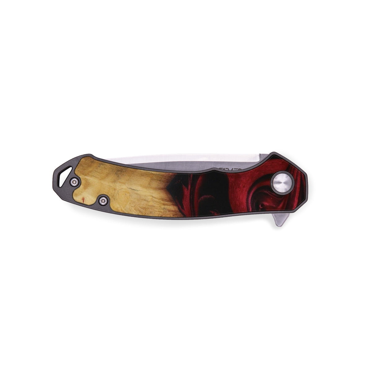 EDC Wood+Resin Pocket Knife - Clem (Dark Red, 436183) – Carved Knives