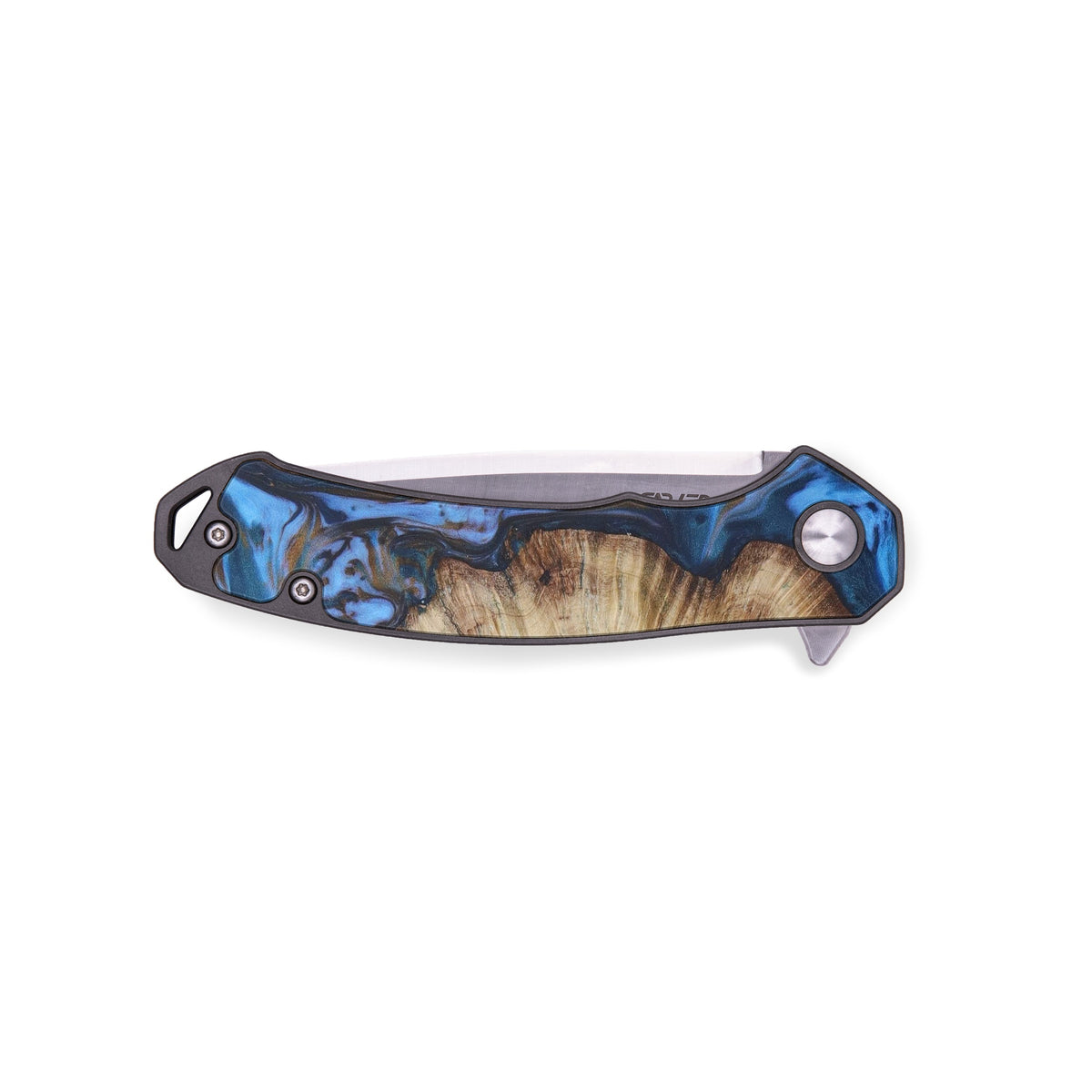 EDC Wood+Resin Pocket Knife - Gilbert (Teal & Gold, 488860) – Carved Knives