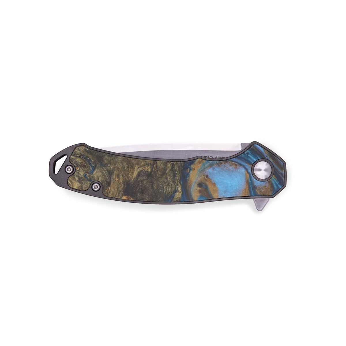 EDC Wood+Resin Pocket Knife - Archie (Teal & Gold, 506456) – Carved Knives