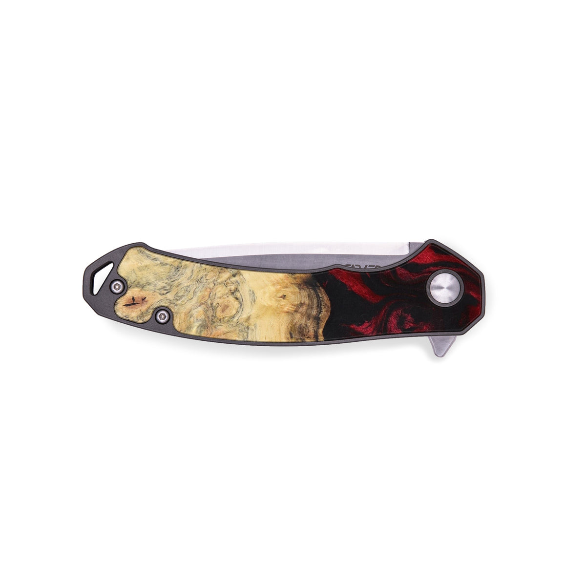 EDC Wood+Resin Pocket Knife - Janiah (Dark Red, 610109) – Carved Knives
