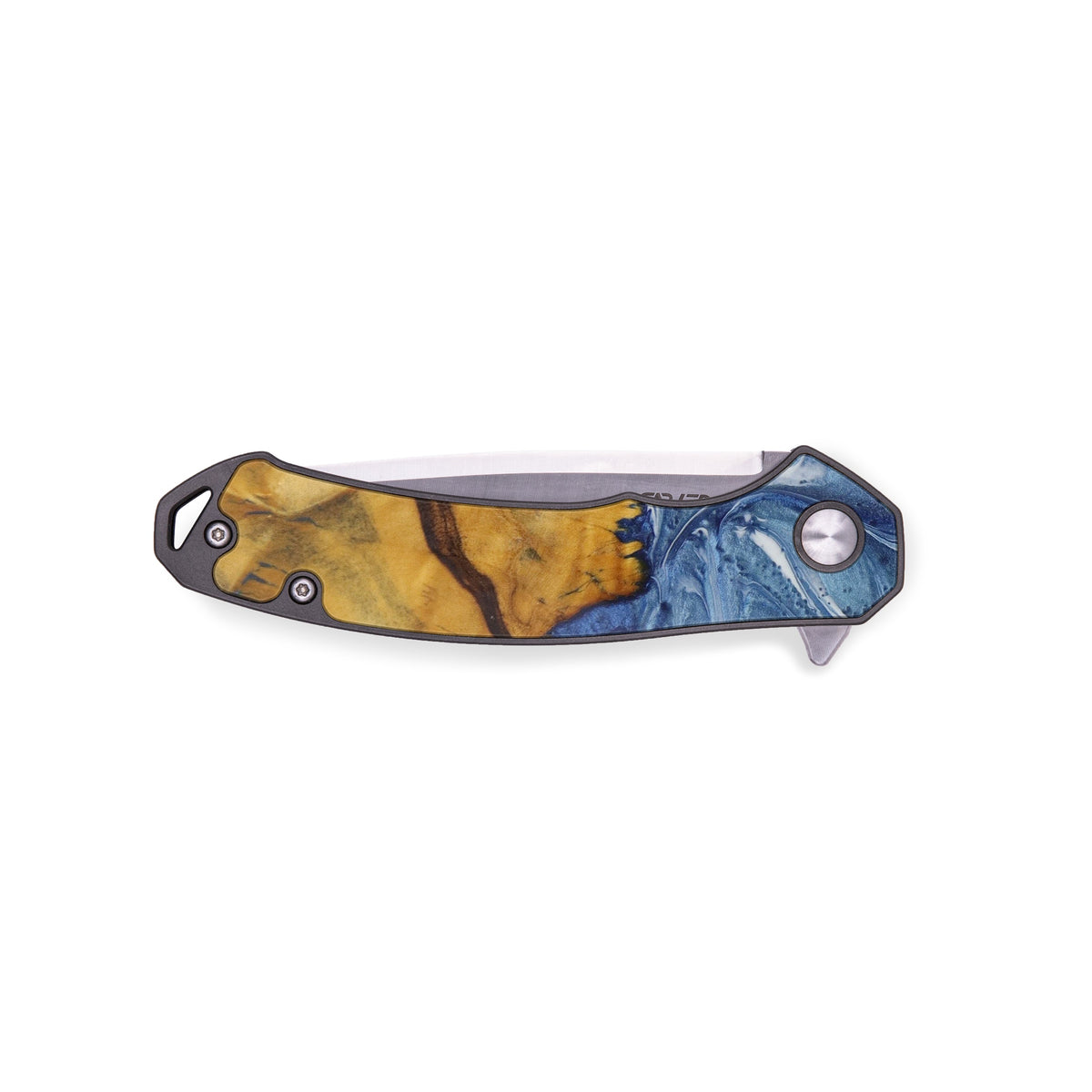 EDC Wood+Resin Pocket Knife - Fan (Light Blue, 600899) – Carved Knives