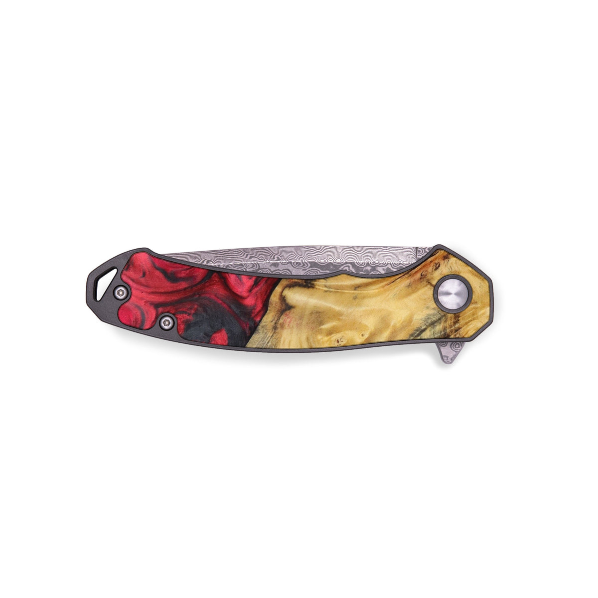 EDC Wood+Resin Pocket Knife - Migdalia (Dark Red, 614629) – Carved Knives