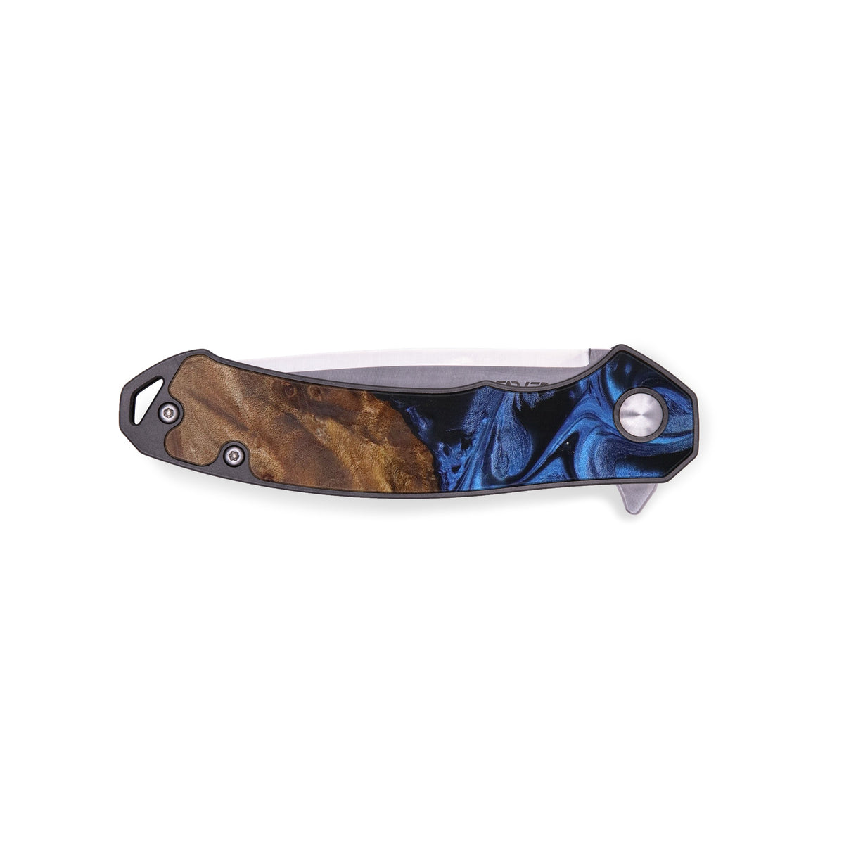 EDC Wood+Resin Pocket Knife - Bevyn (Dark Blue, 601107) – Carved Knives