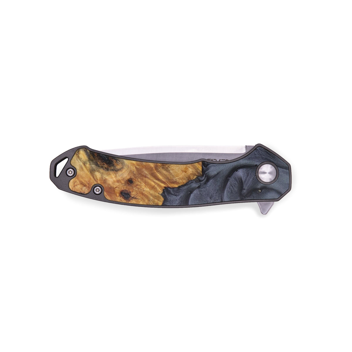 EDC Wood+Resin Pocket Knife - Reed (Pure Black, 610039) – Carved Knives