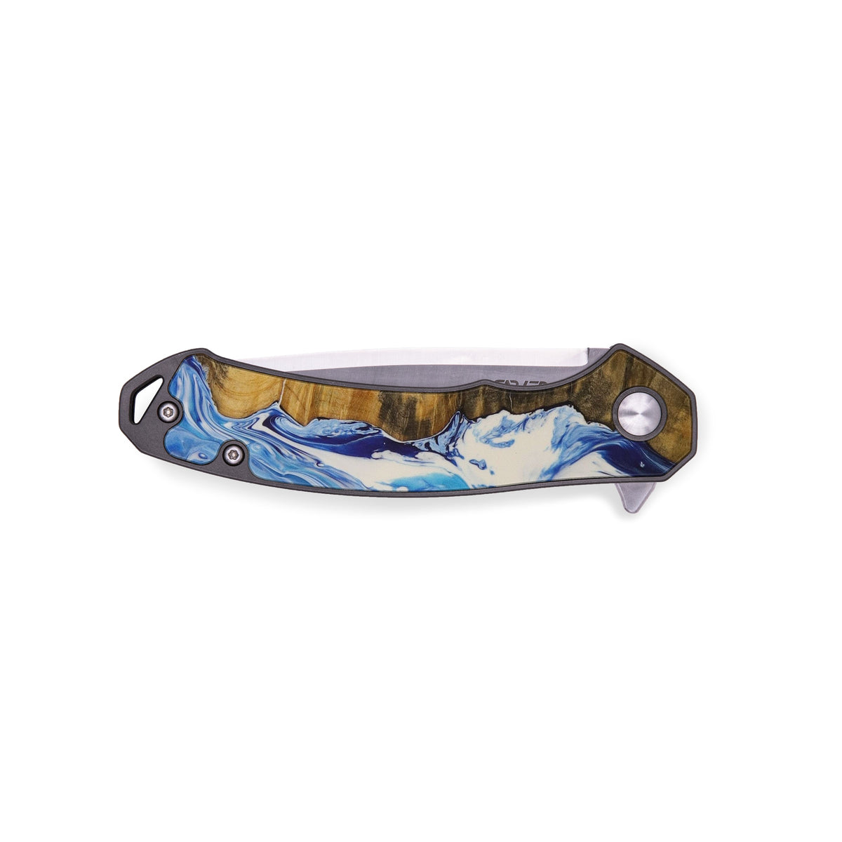 EDC Wood+Resin Pocket Knife - Asberry (Light Blue, 587589) – Carved Knives
