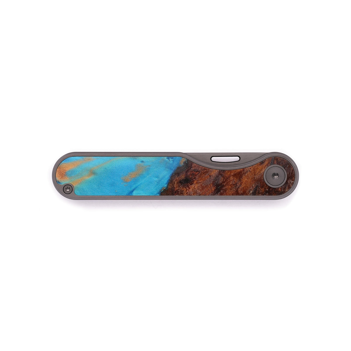 Minimalist Wood+Resin Pocket Knife - Liliane (Teal & Gold, 605469 ...