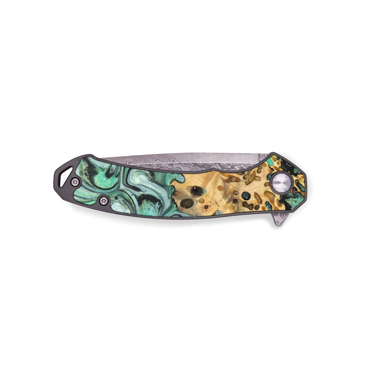 EDC Wood+Resin Pocket Knife - Nyah (Green, 625977) – Carved Knives
