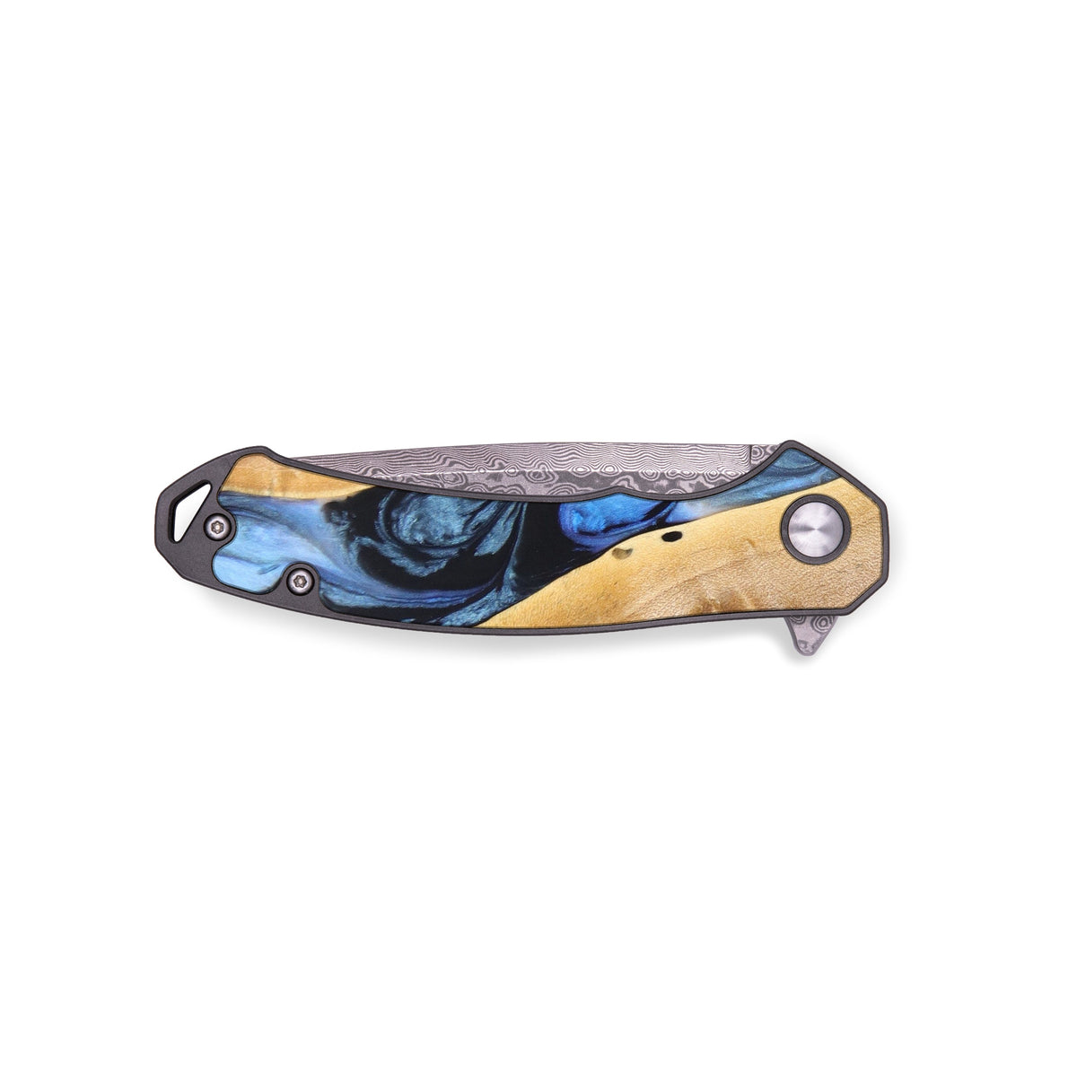 EDC Wood+Resin Pocket Knife - Kris (Blue, 630818) – Carved Knives
