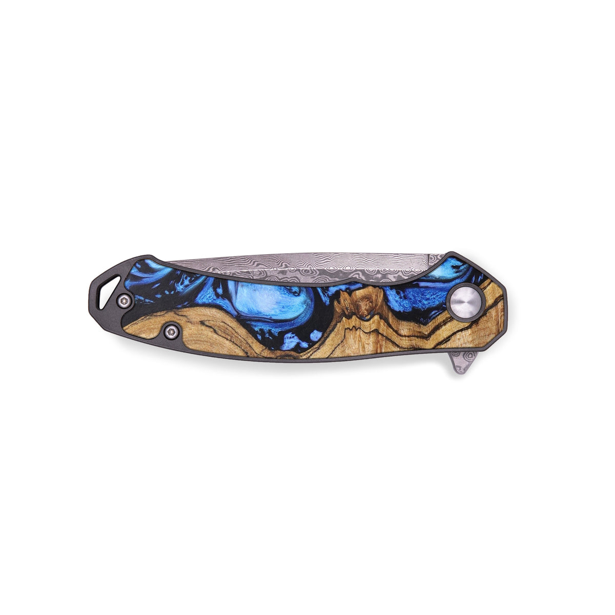 EDC Wood+Resin Pocket Knife - Deb (Blue, 628499) – Carved Knives