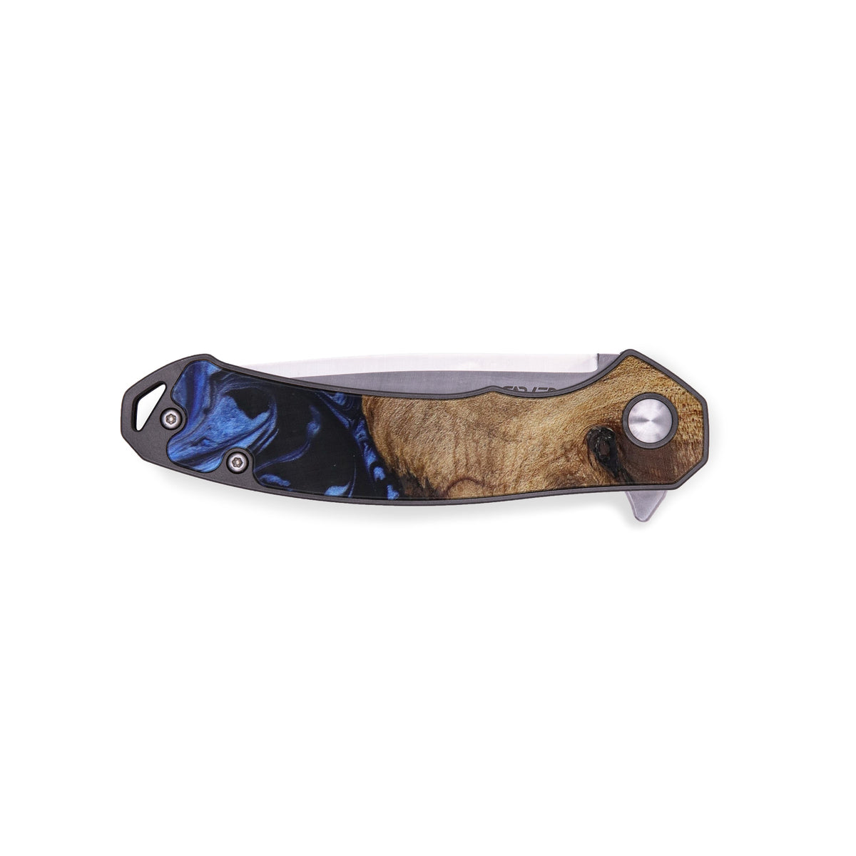EDC Wood+Resin Pocket Knife - Gisele (Dark Blue, 609255) – Carved Knives