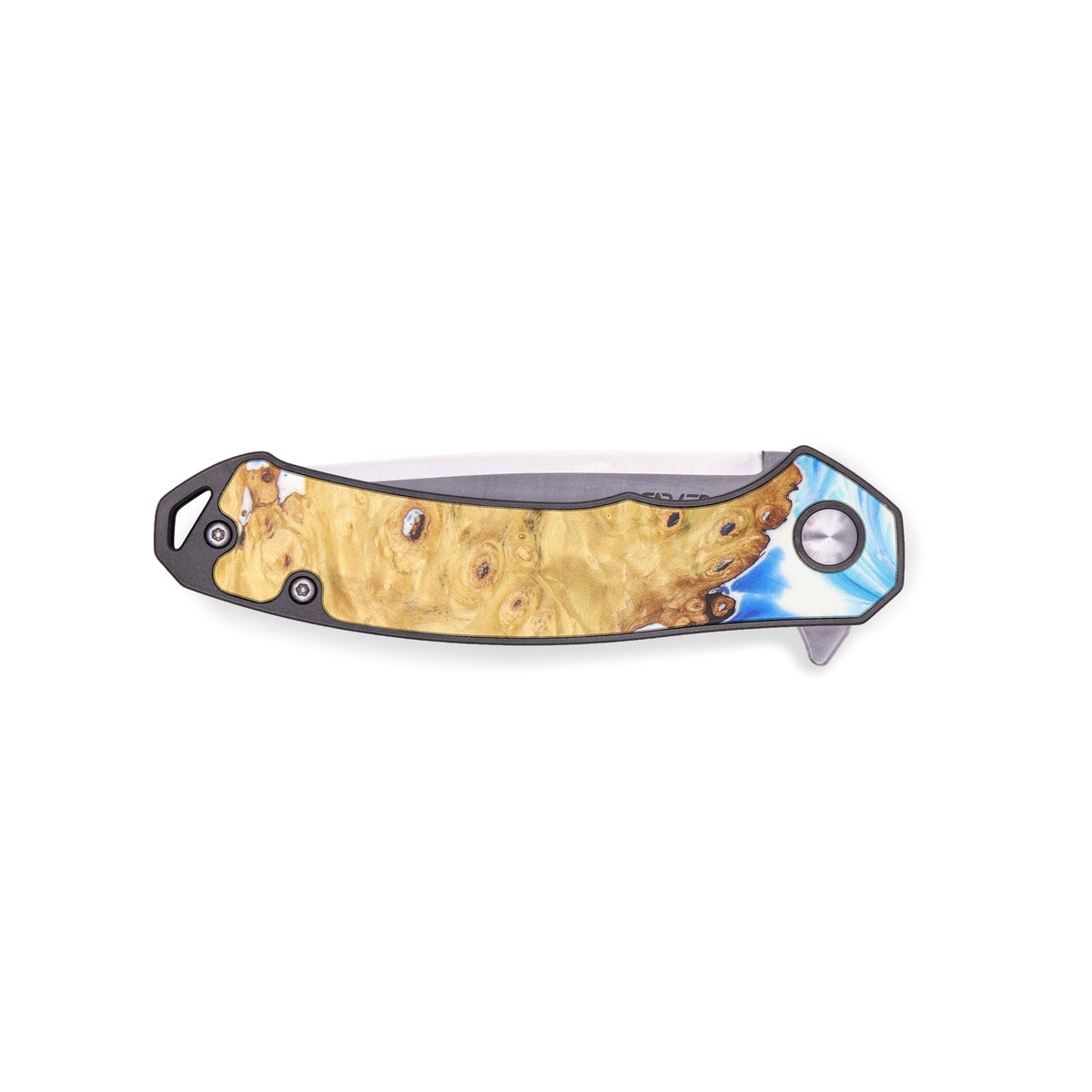 EDC Wood+Resin Pocket Knife - Rubi (Light Blue, 605429) – Carved Knives