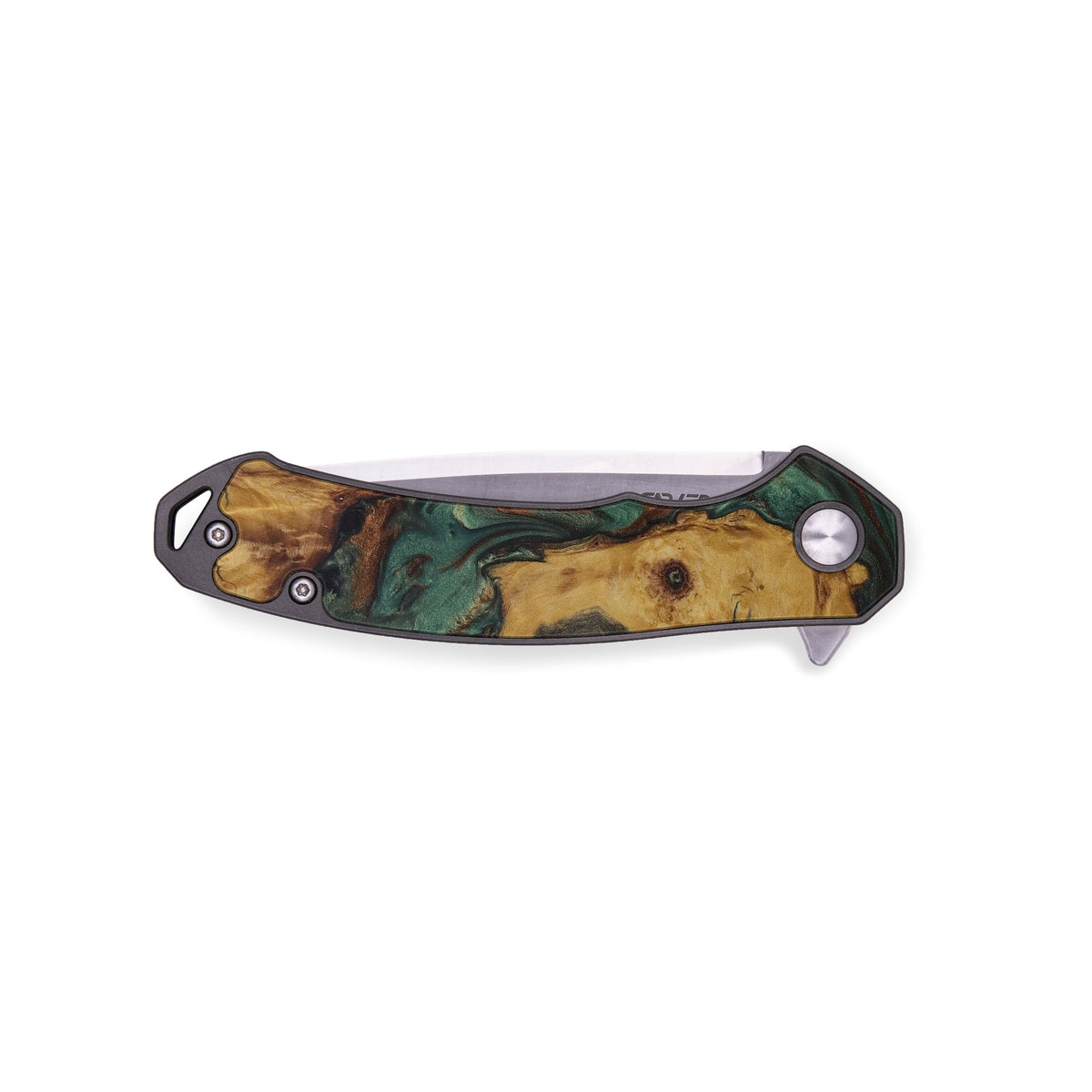 EDC Wood+Resin Pocket Knife - Grafton (Dark Green, 583192) – Carved Knives