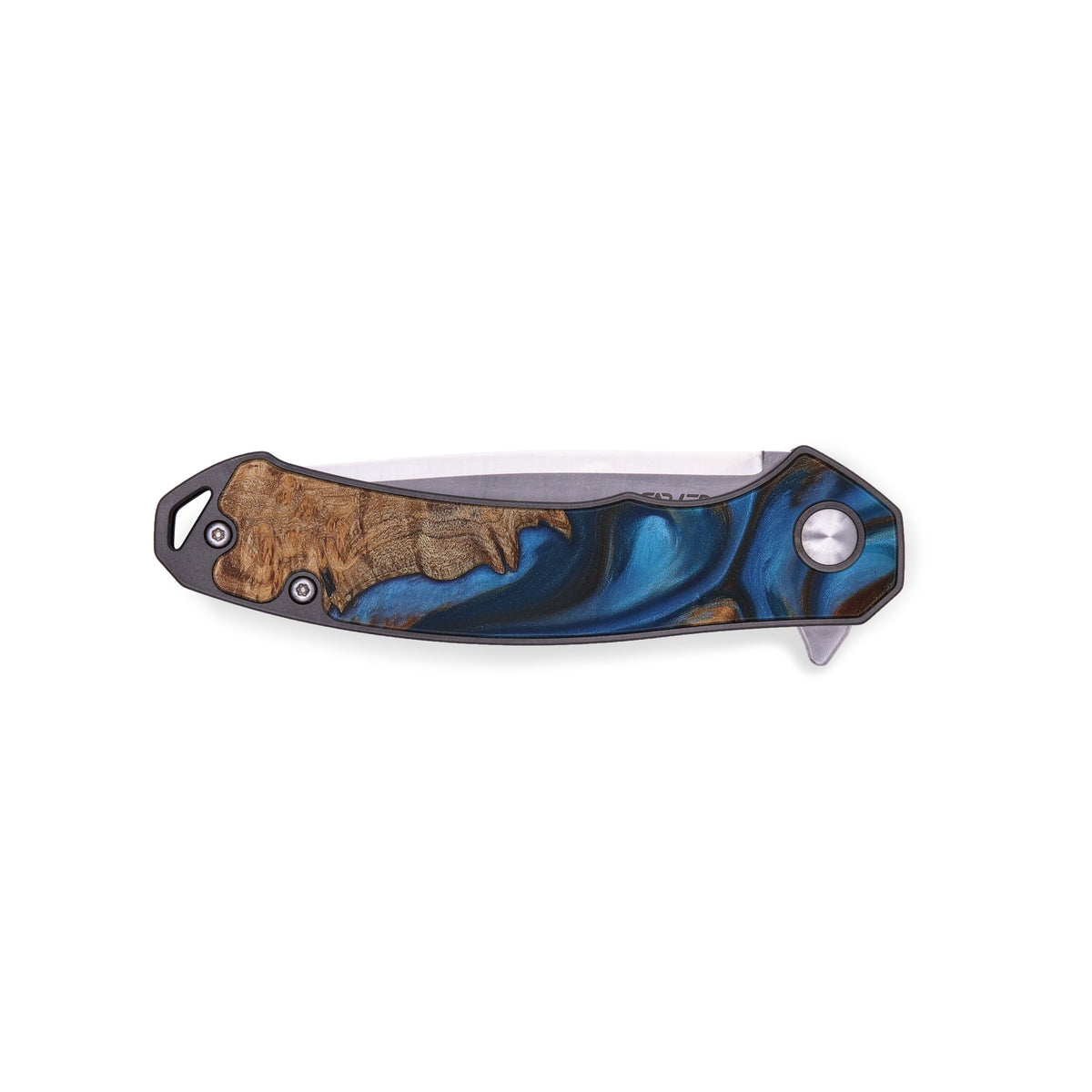 EDC Wood+Resin Pocket Knife - Fletcher (Teal & Gold, 421814) – Carved ...