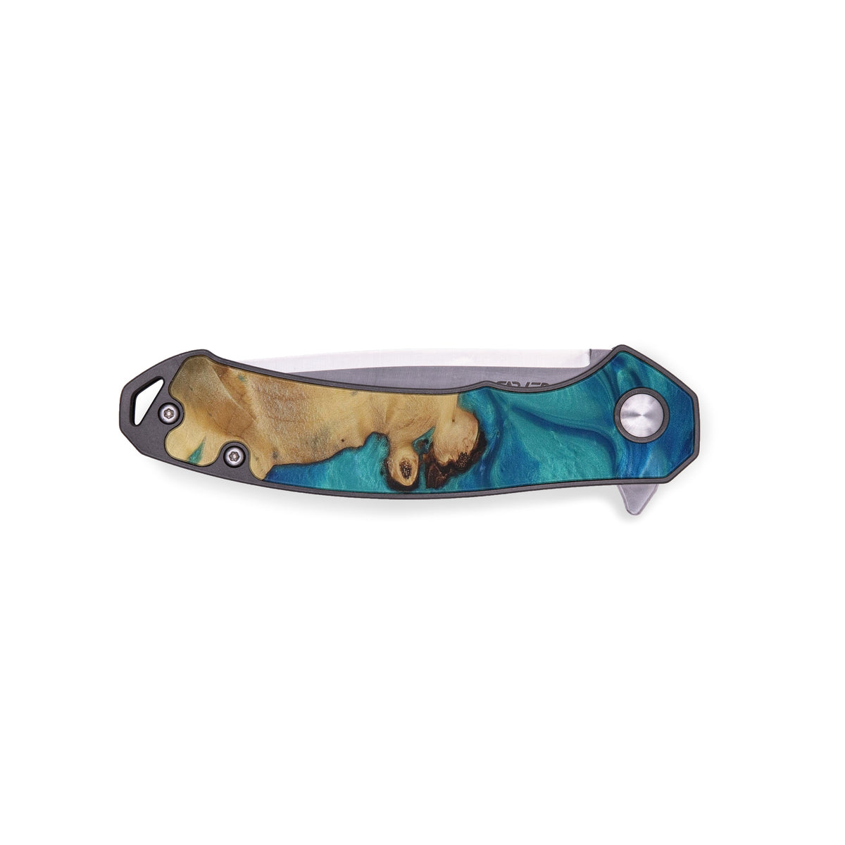 EDC Wood+Resin Pocket Knife - Ingram (Light Blue, 531121) – Carved Knives