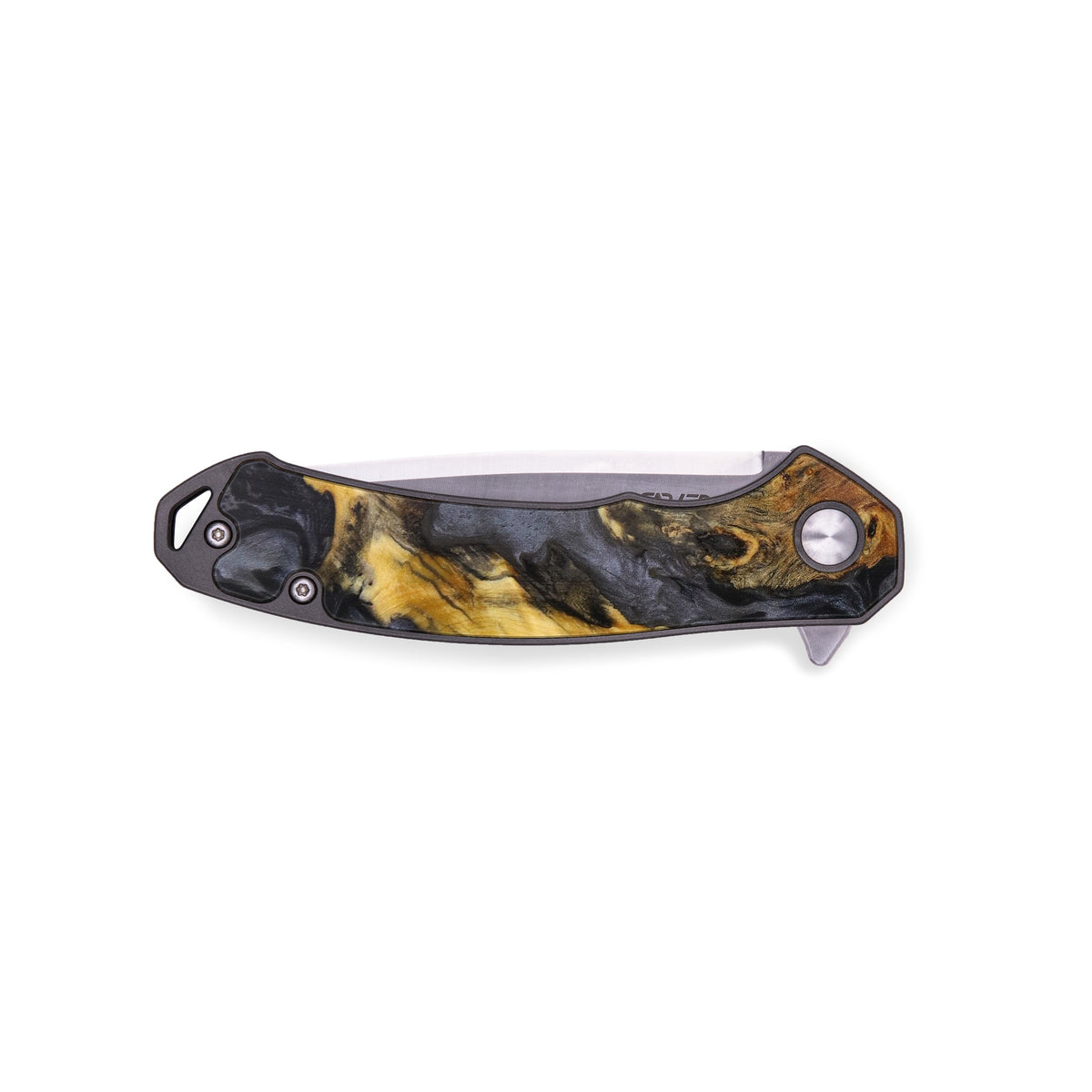 EDC Wood+Resin Pocket Knife - Juliet (Pure Black, 605003) – Carved Knives