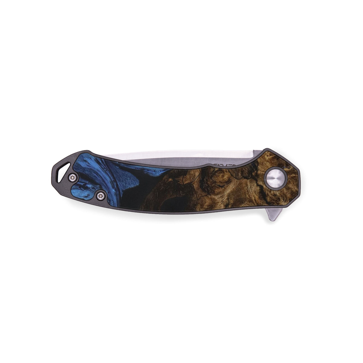EDC Wood+Resin Pocket Knife - Trisha (Dark Blue, 538746) – Carved Knives