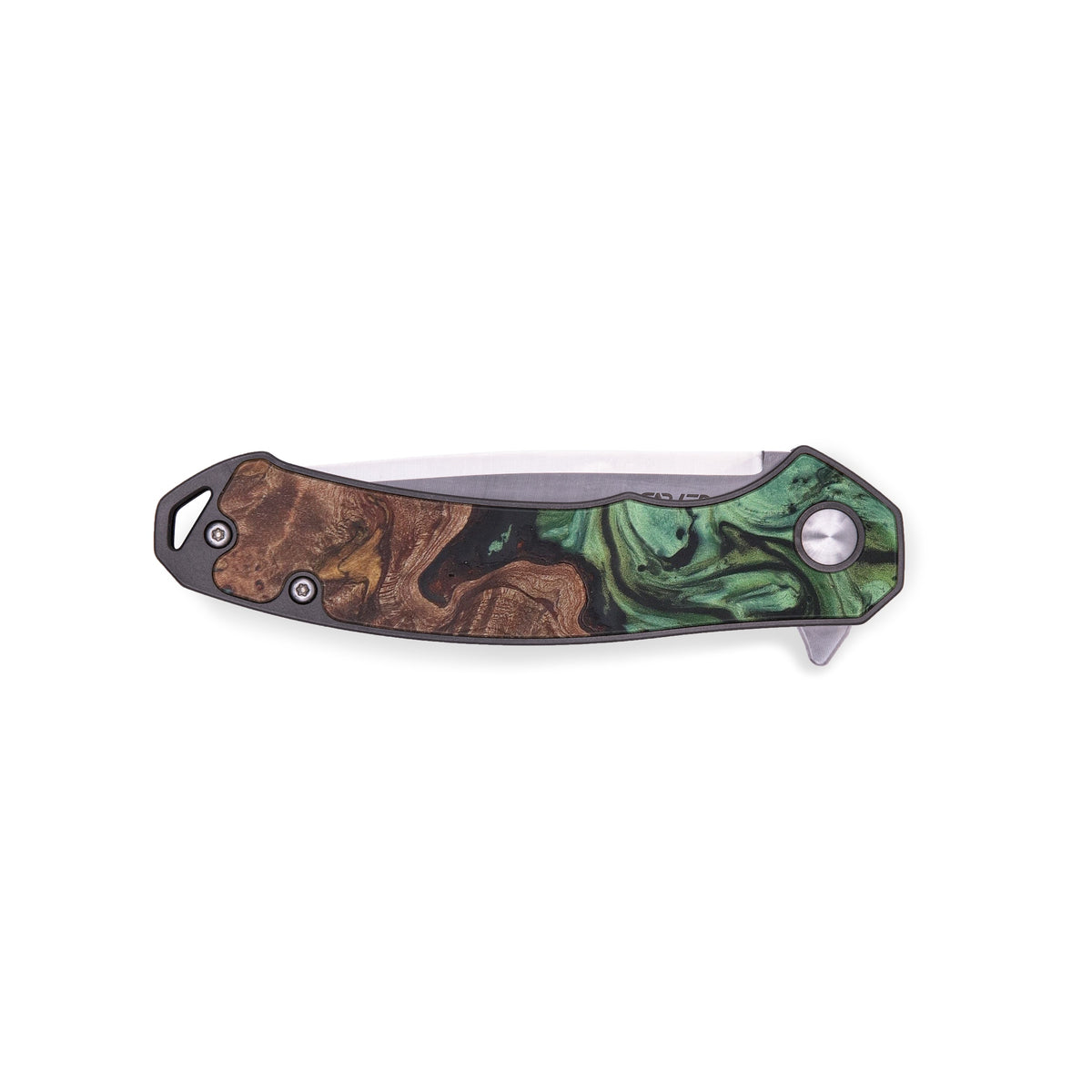 EDC Wood+Resin Pocket Knife - Tyler (Dark Green, 611495) – Carved Knives