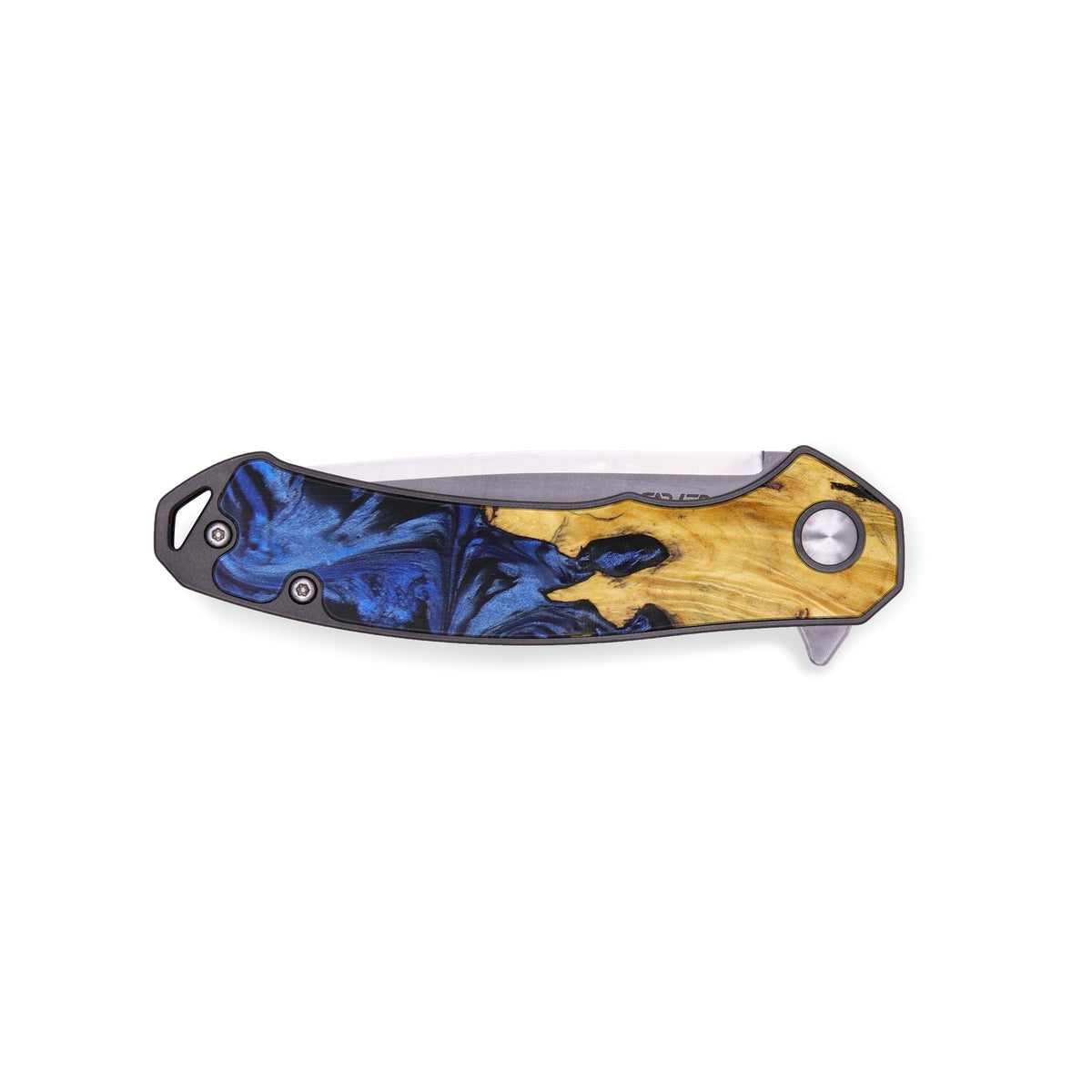 EDC Wood+Resin Pocket Knife - Sukey (Dark Blue, 609202) – Carved Knives