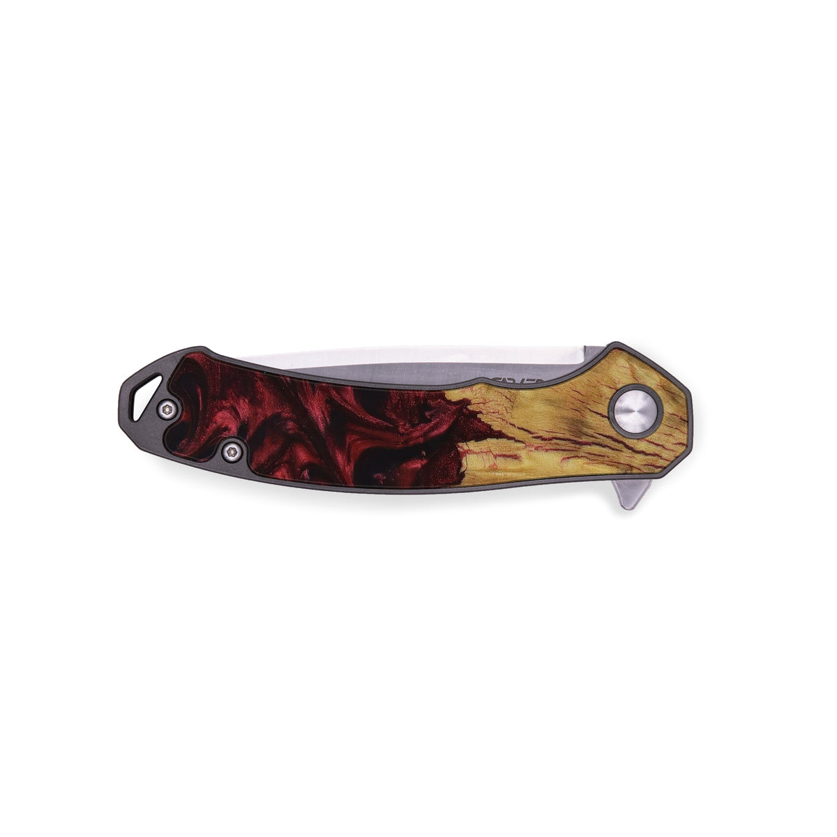 EDC Wood+Resin Pocket Knife - Trev (Dark Red, 427256) – Carved Knives