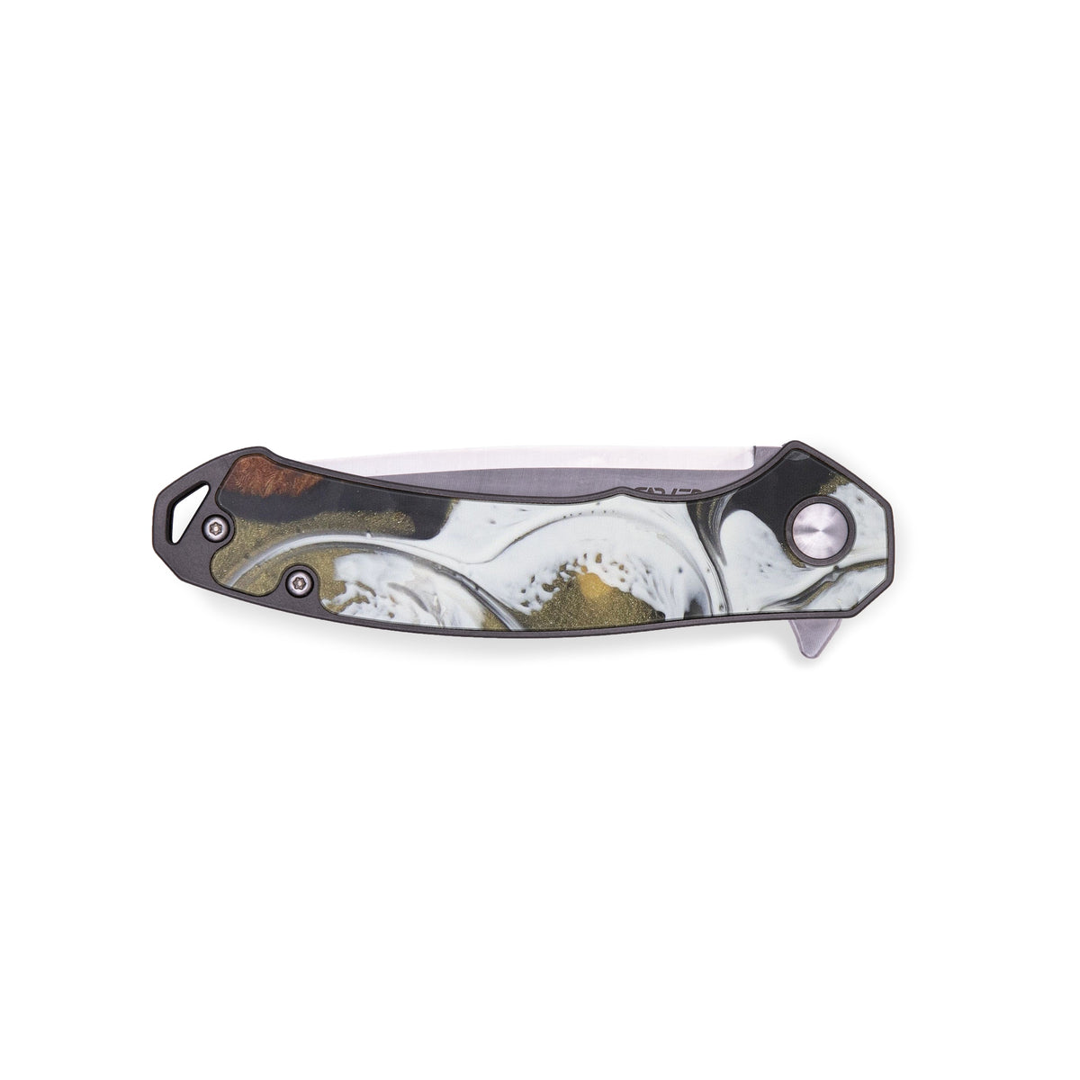 EDC Wood+Resin Pocket Knife - Pension (Black & White, 602129) – Carved ...