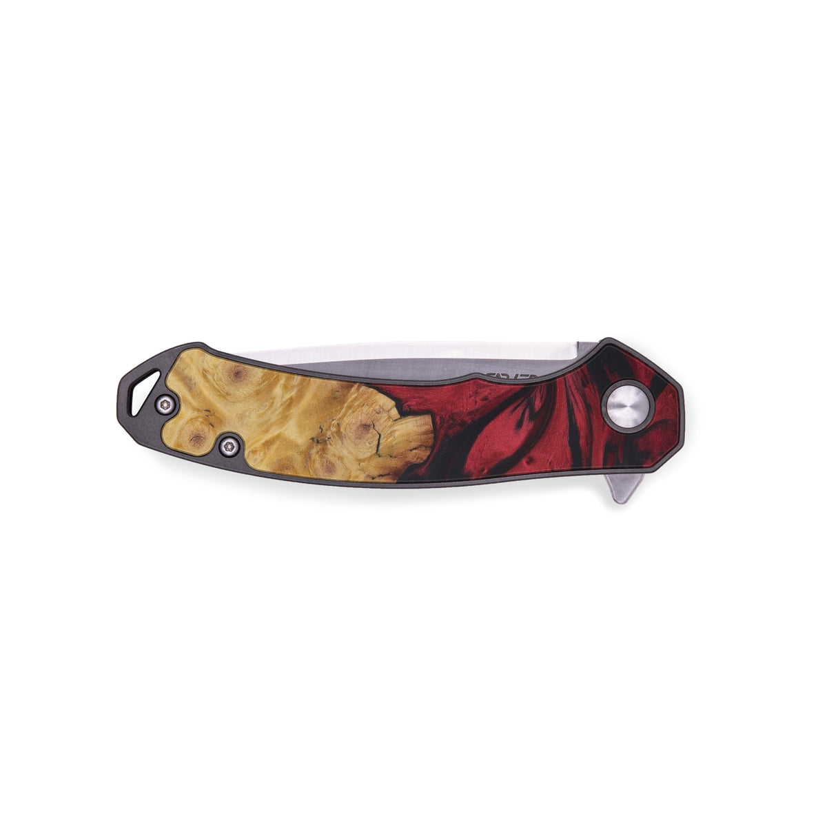 EDC Wood+Resin Pocket Knife - Rosena (Dark Red, 525213) – Carved Knives