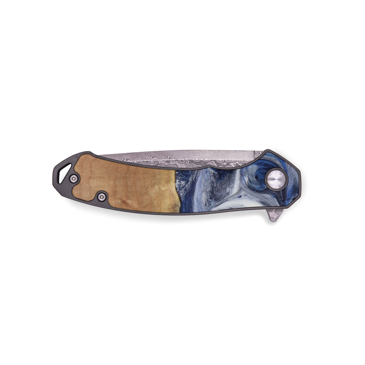 EDC Wood+Resin Pocket Knife - Kathi (Dark Blue, 613308) – Carved Knives