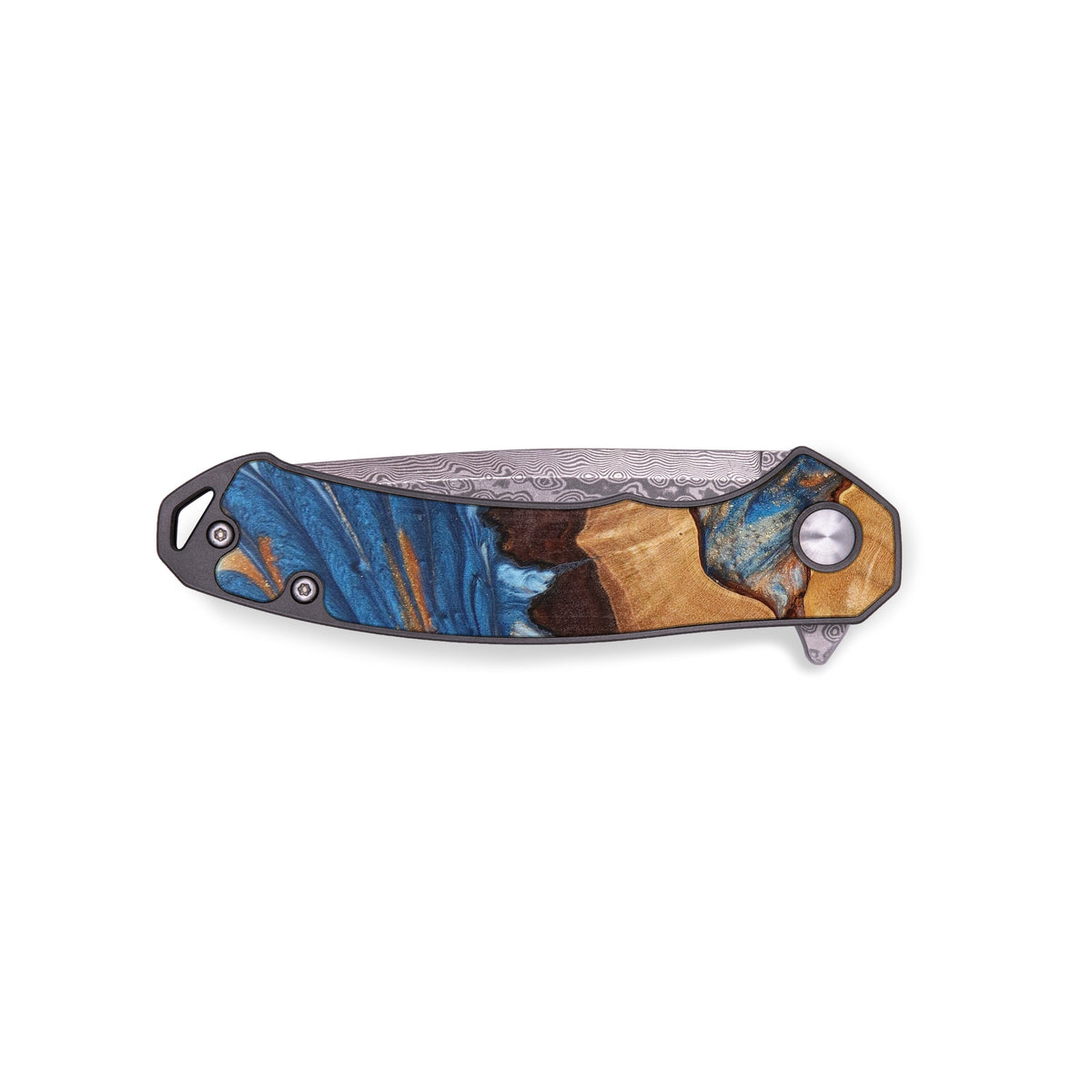 EDC Wood+Resin Pocket Knife - Casey (Teal & Gold, 634979) – Carved Knives