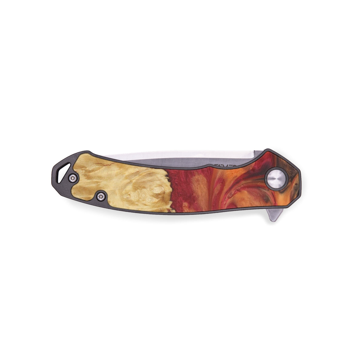 EDC Wood+Resin Pocket Knife - Julia (Dark Red, 489645) – Carved Knives