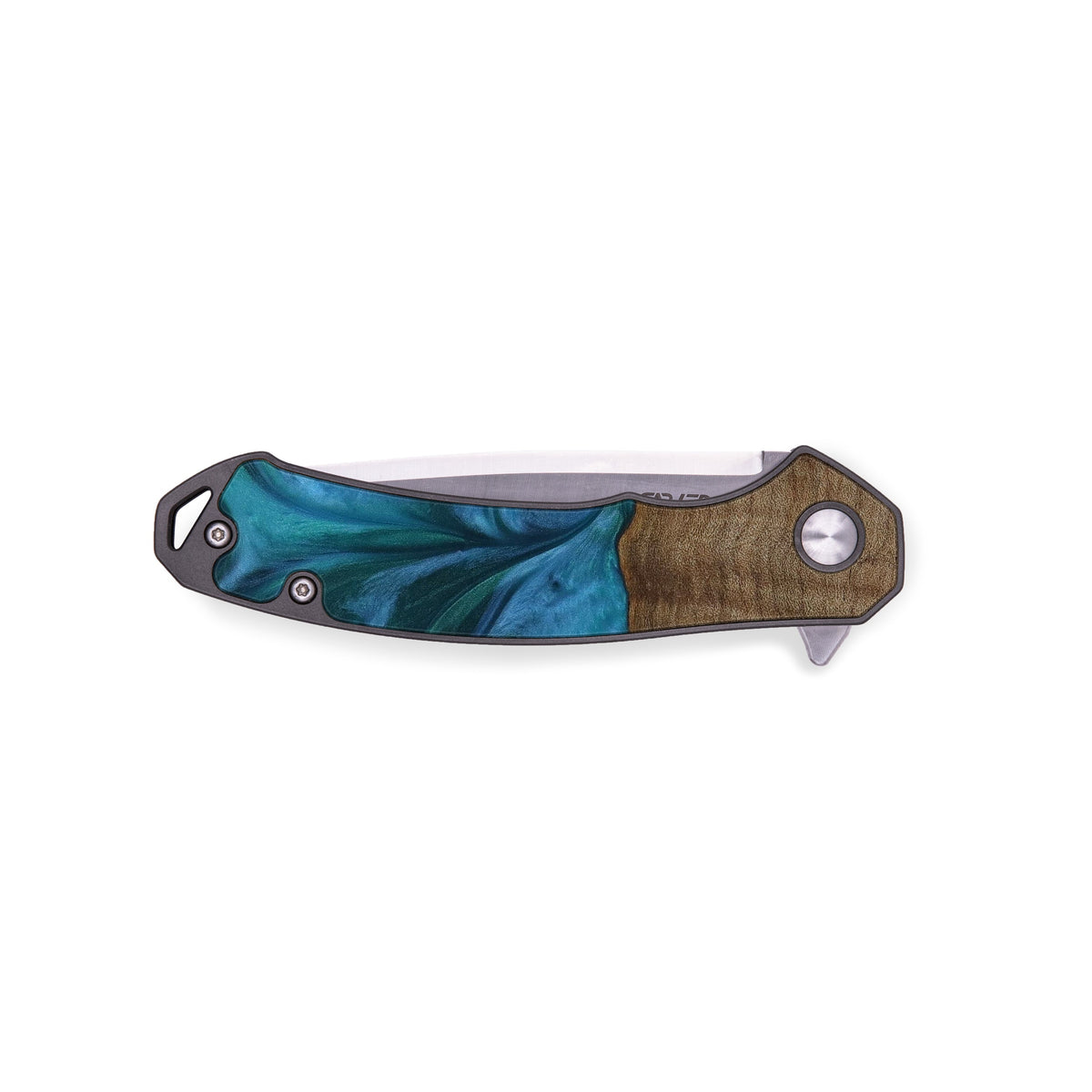 EDC Wood+Resin Pocket Knife - Aisha (Light Blue, 534249) – Carved Knives