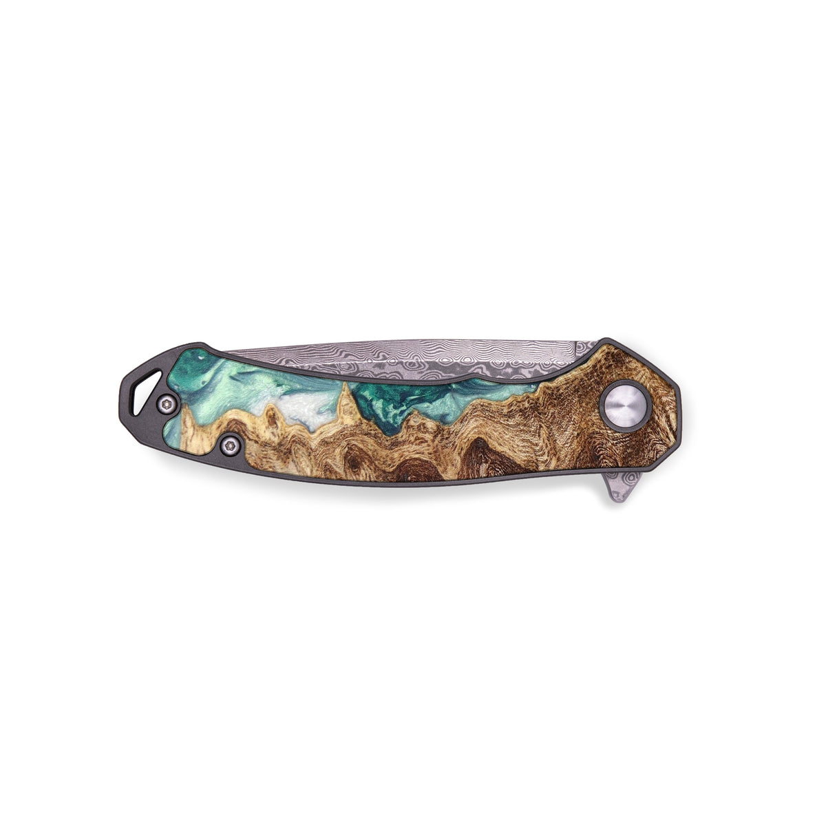 EDC Wood+Resin Pocket Knife - Drew (Green, 629325) – Carved Knives